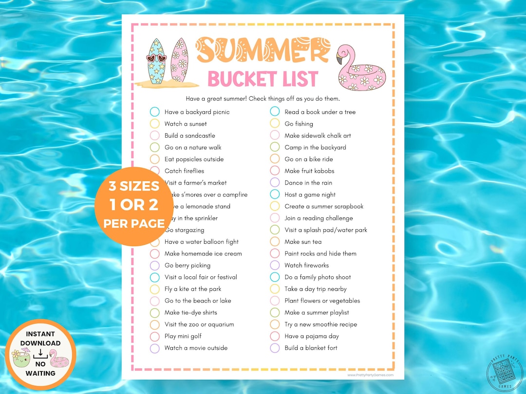 Summer Vacation Bucket List, Fun Family Activity Checklist, Summertime ...