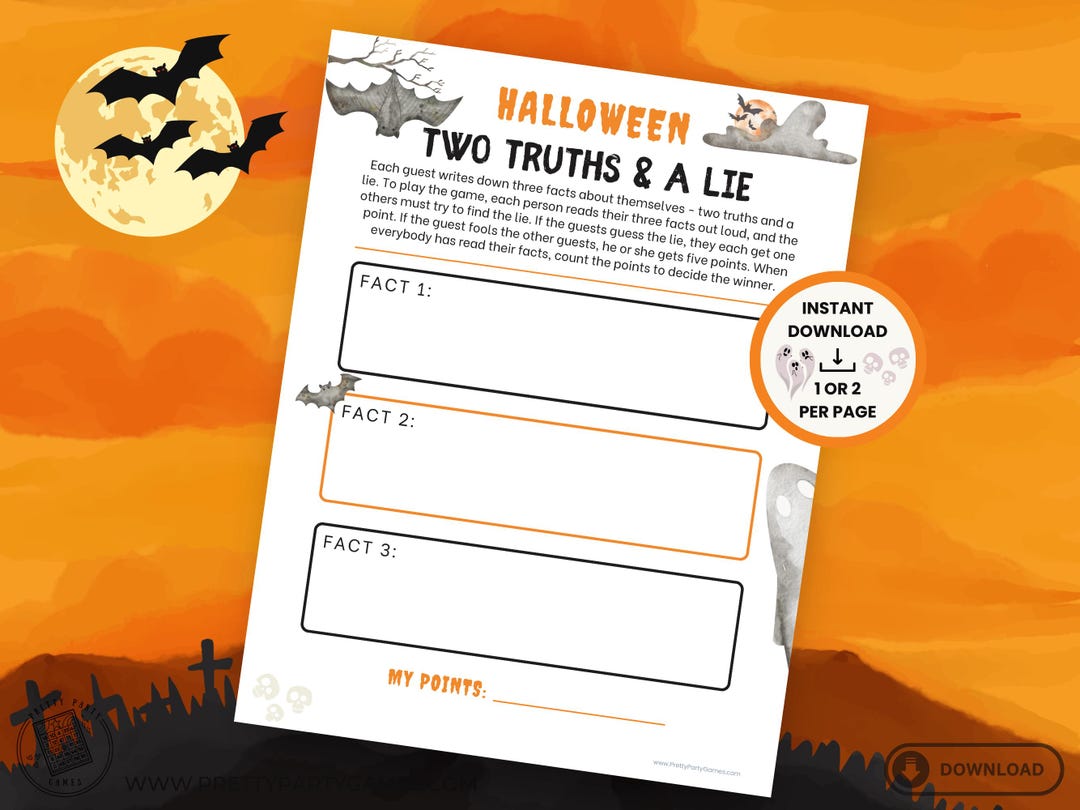 Halloween Two Truths and A Lie Game, Halloween Party Games for Adults ...