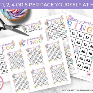 50 Printable Happy Birthday Bingo Cards With Numbers, Cute Kids Bingo ...