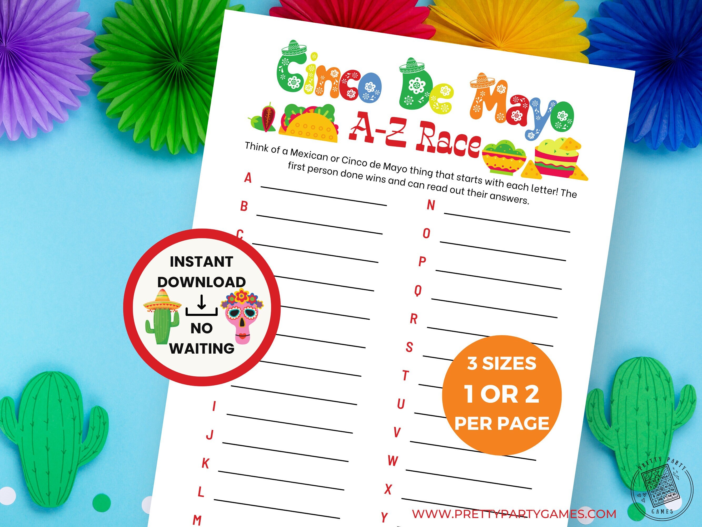 Cinco De Mayo A to Z Game, Cinco De Mayo Printable Games for Adults ...