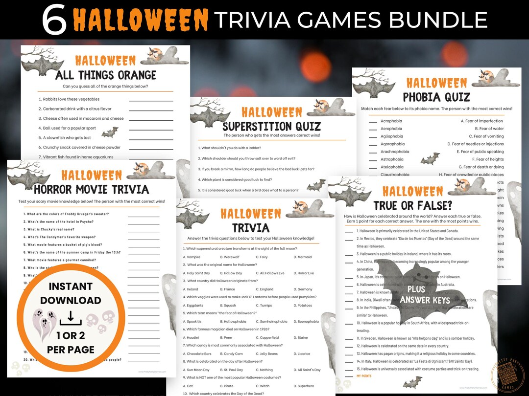 Halloween Trivia Game Bundle, 6 Halloween Trivia Games With Answers ...