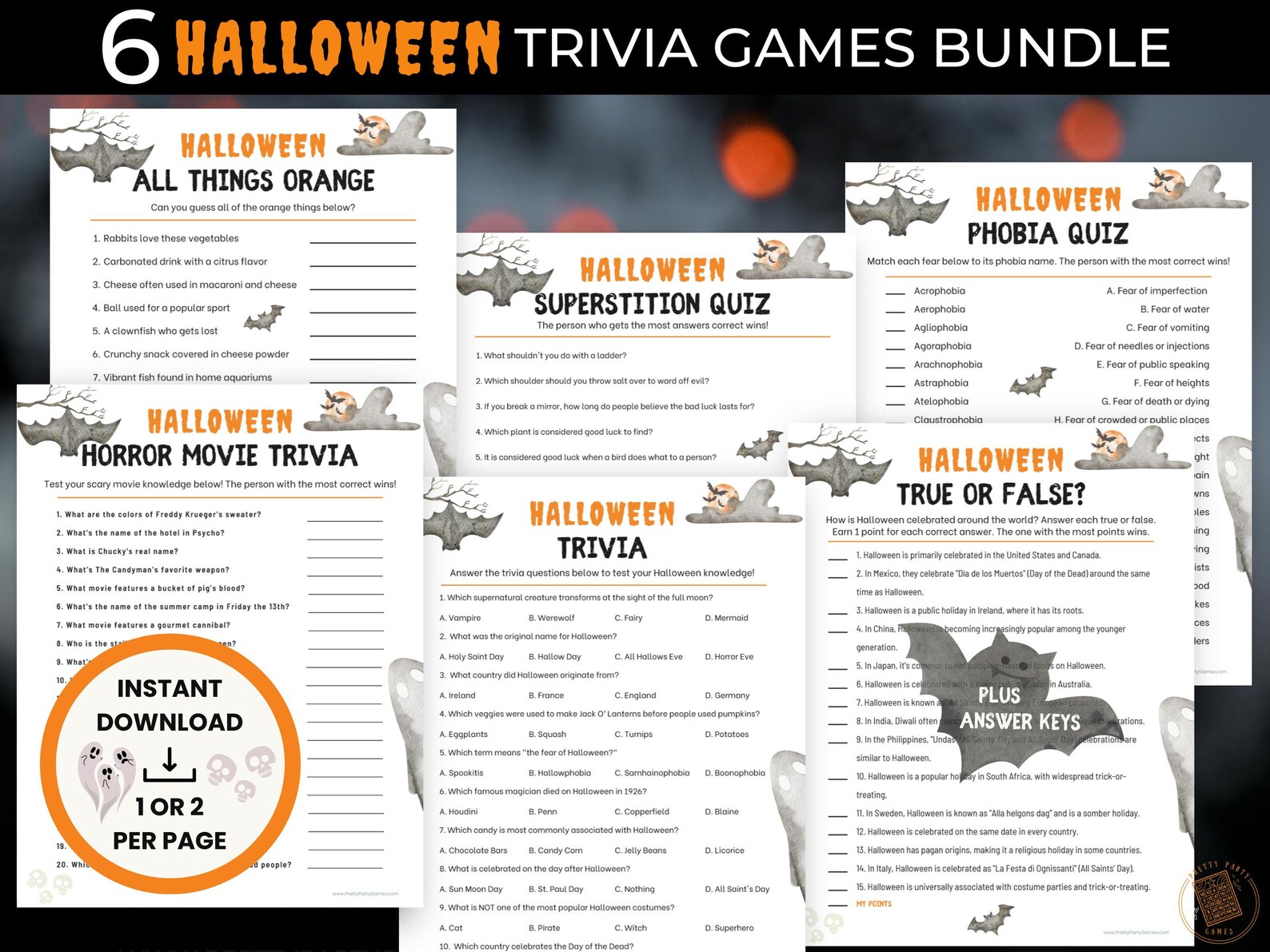 Halloween Trivia Game Bundle, 6 Halloween Trivia Games With Answers ...