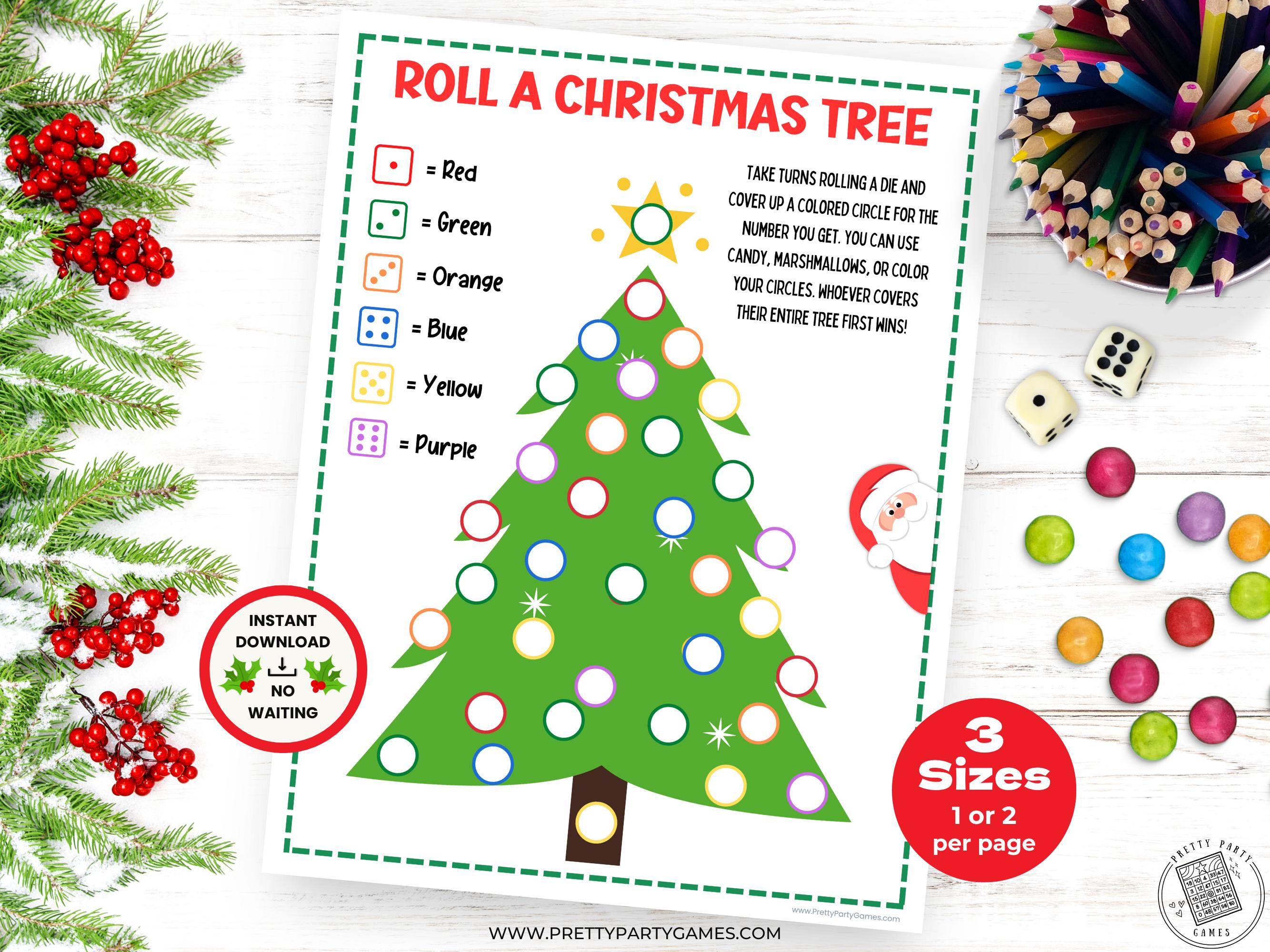 Roll A Tree Dice Game, Christmas Candy Dice Games for Kids, Printable ...
