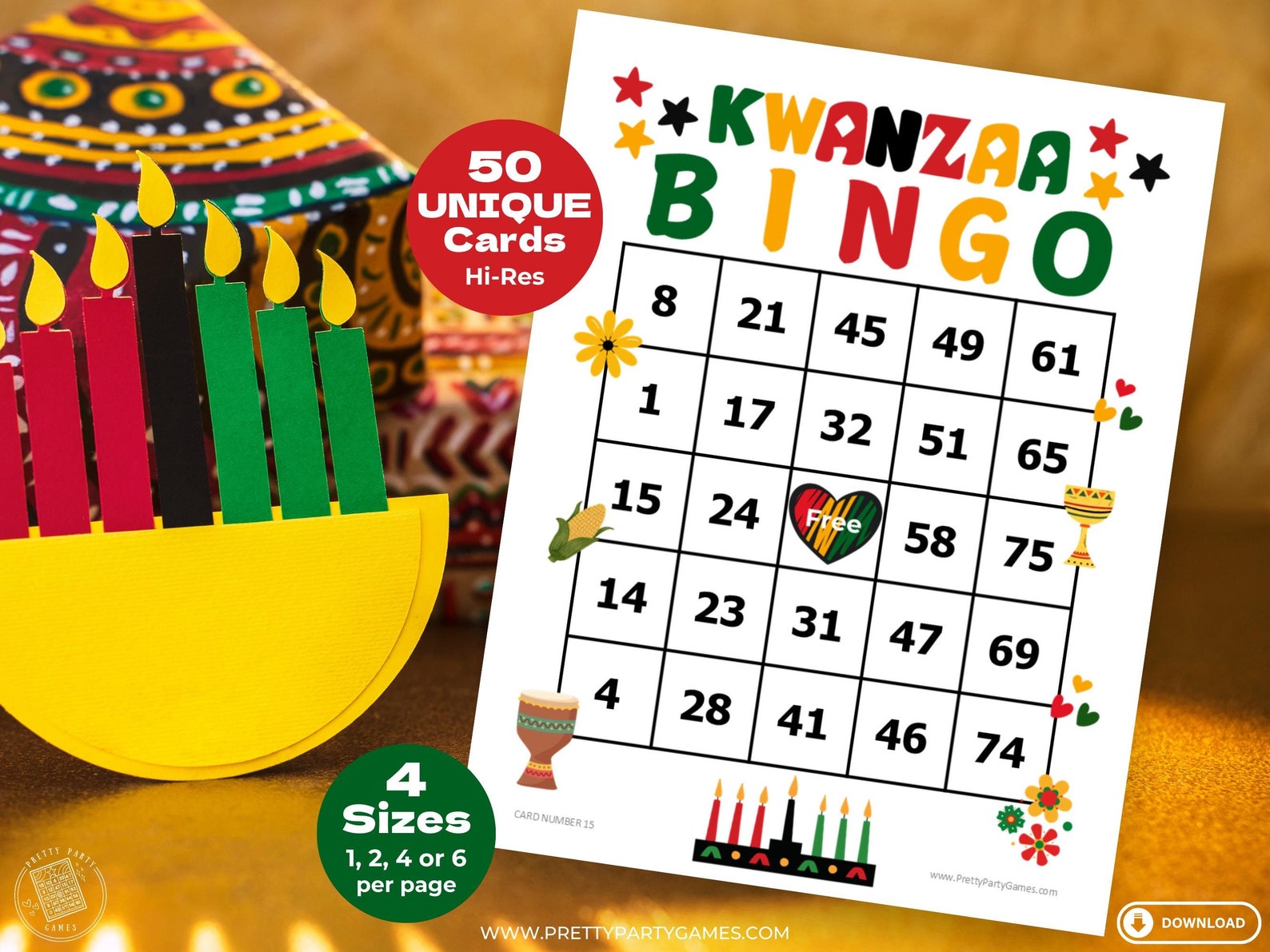 50 Printable Kwanzaa Bingo Cards With Numbers, Fun African Heritage ...