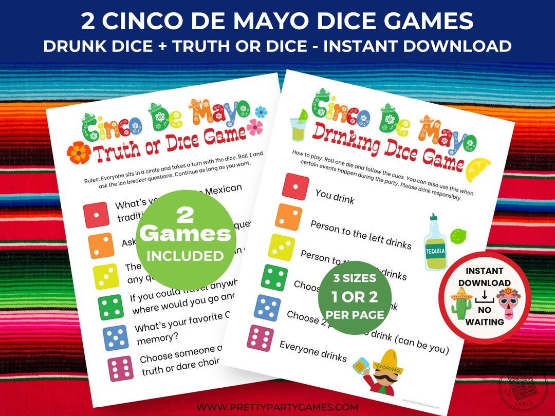 2 Icebreaker Dice Games, Cinco De Mayo Party Game, Roll A Dice Game ...
