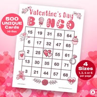 30 Valentines Bingo Cards - Printable Valentine Bingo Cards - Instant ...