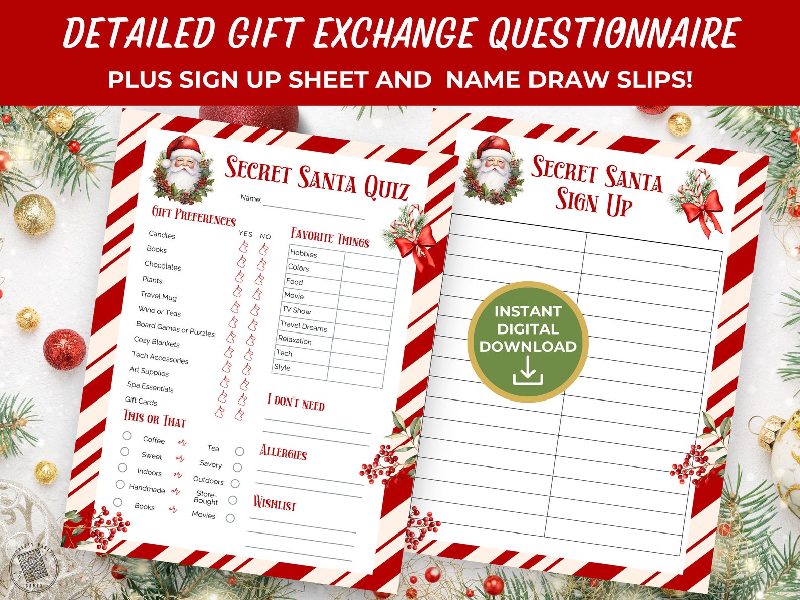 Secret Santa Questionnaire Bundle for Coworkers, Christmas Gift ...