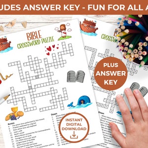 Bible Crossword Puzzle Printable Solution, Bible Study Games for Kids ...