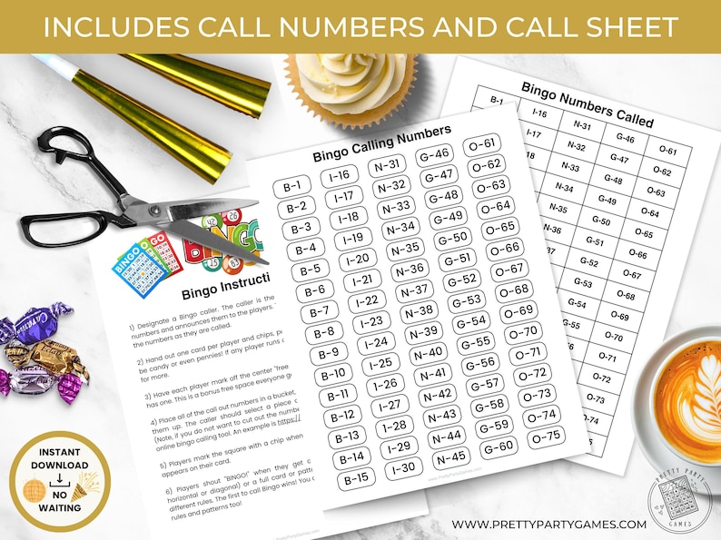 500 Printable New Years Eve Bingo Cards With Numbers, New Years Bingo ...