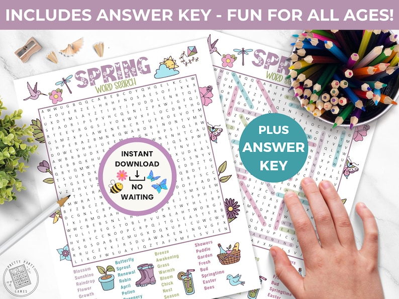 Spring Word Search Printable + Answer Key, Wordsearch Puzzles for Kids ...