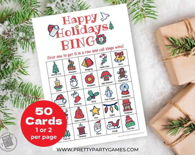 Happy Holidays 5x5 Bingo 30 Cards Printable Pdfs + Jpegs Contain ...