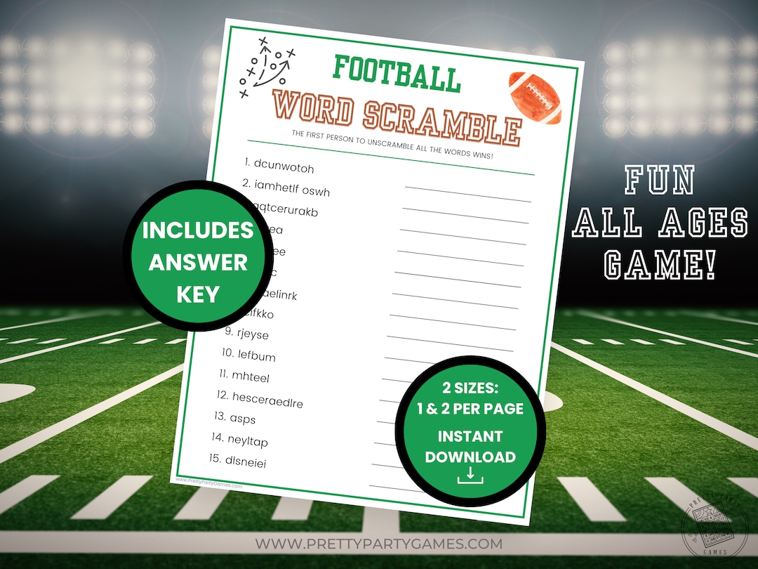 Football Word Scramble Game and Answer Key for Kids or Adults ...