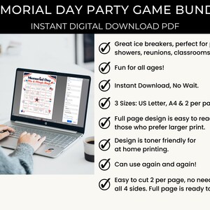 Memorial Day Game Bundle for Adults & Kids, 19 Printable Party Games ...