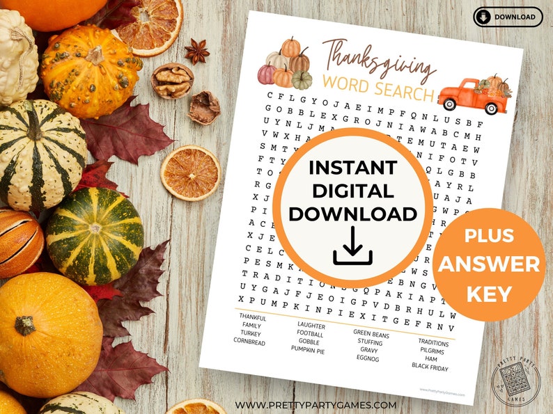 Printable Thanksgiving Word Search for Kids, Best Thanksgiving Party ...