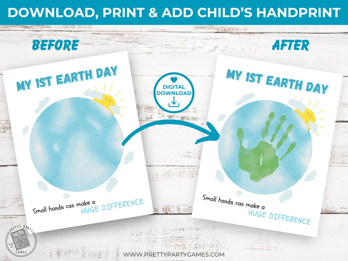 Printable Happy Earth Day Handprint Keepsake Activity, My First Earth ...