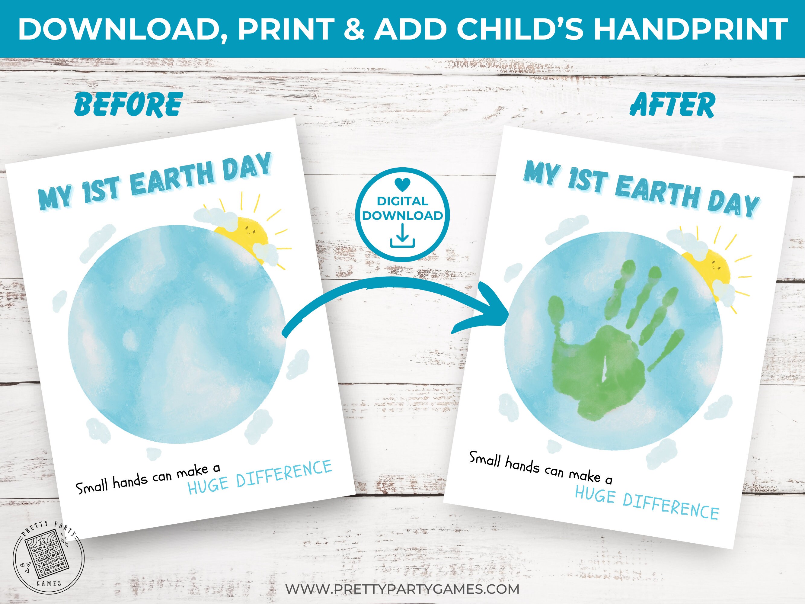 Printable Happy Earth Day Handprint Keepsake Activity, My First Earth ...