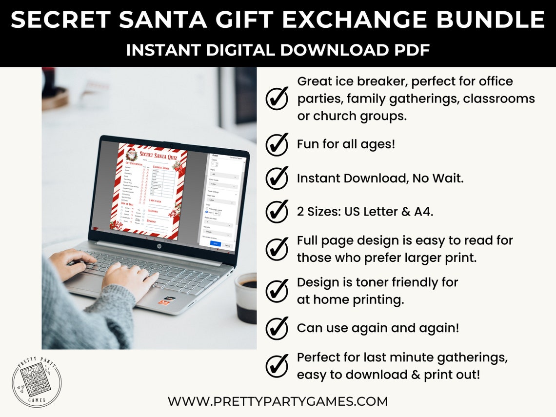 Secret Santa Questionnaire Bundle for Coworkers, Christmas Gift ...