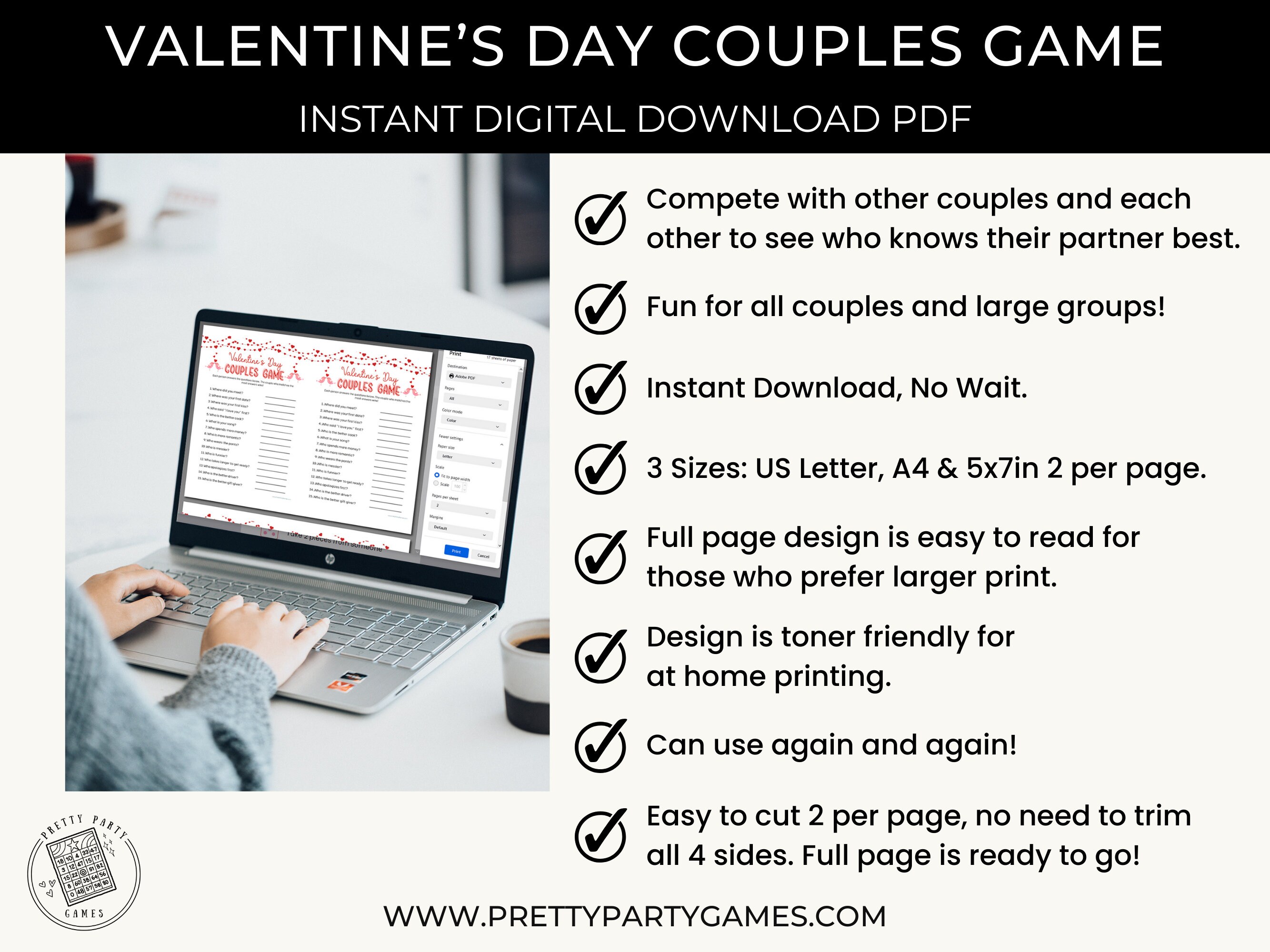 Valentine Couples Game Printable, Fun Valentines Day Games for Couples ...