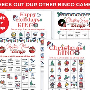 50 Printable Christmas Song Bingo Cards, Office Party Holiday Bingo ...