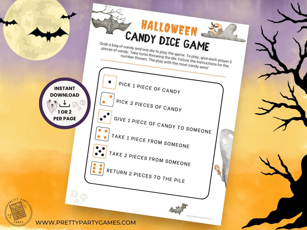 Halloween Candy Dice Game, Easy Halloween Party Games for Kids ...