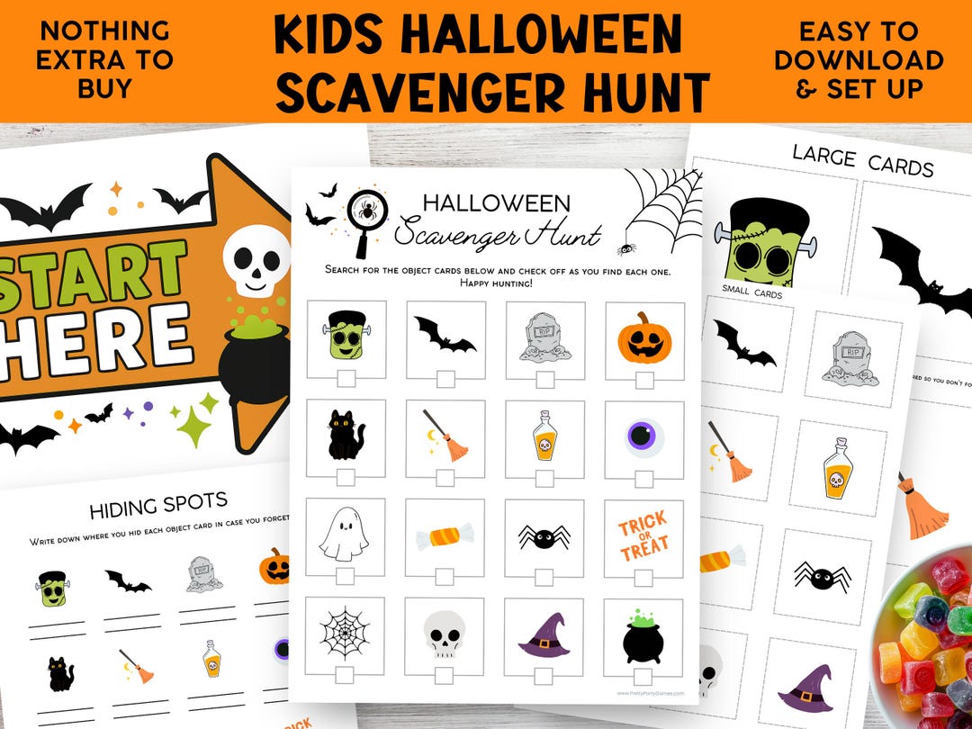 Kids Halloween Scavenger Hunt Family Game, Printable Indoor Outdoor Boo ...