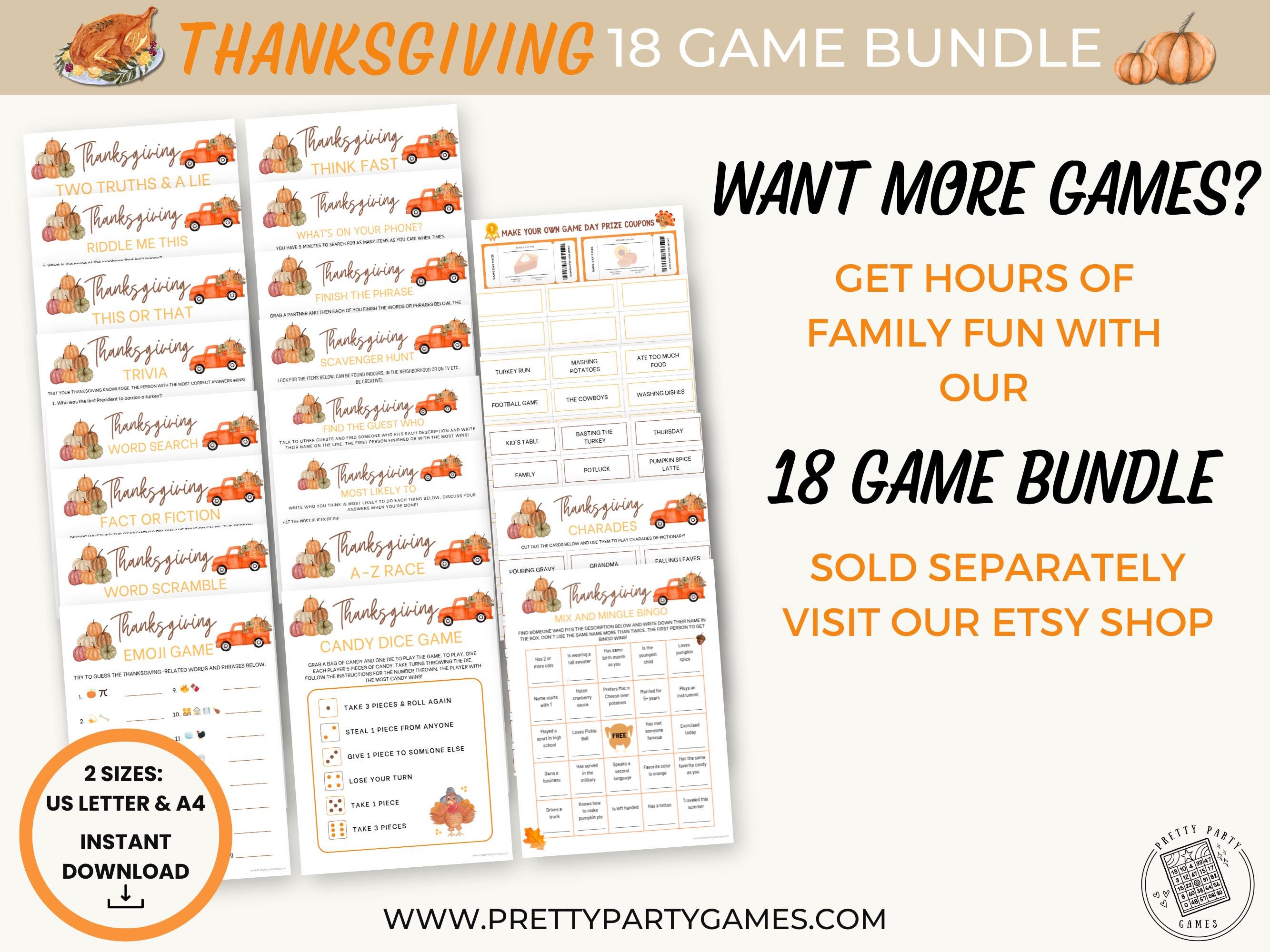 Thanksgiving Roll A Turkey Dice Game, Thanksgiving Candy Dice Games for ...