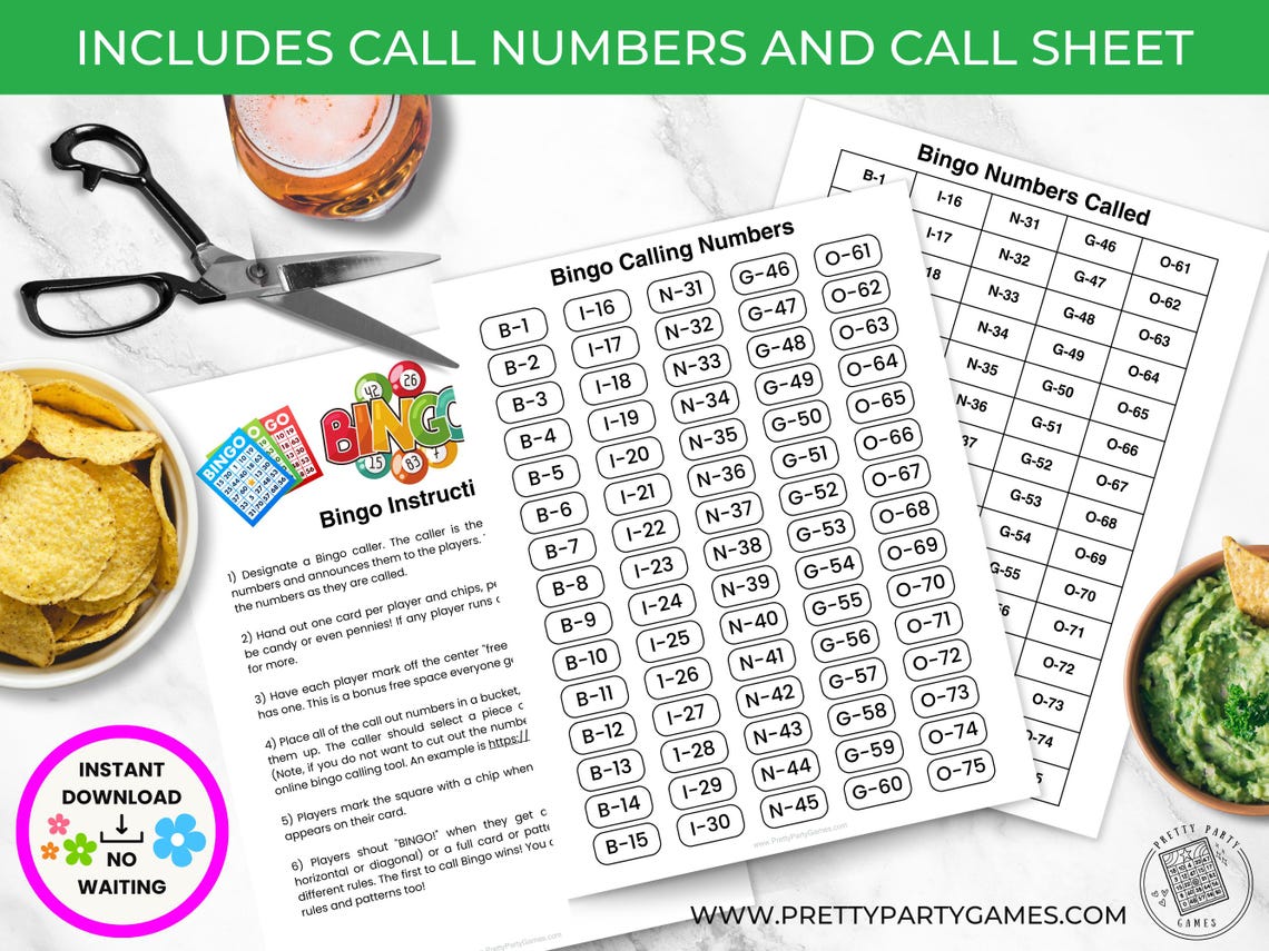 50 Classic Bingo Cards With Numbers 1-75, 4 Sizes: 1, 2, 4 or 6 per ...