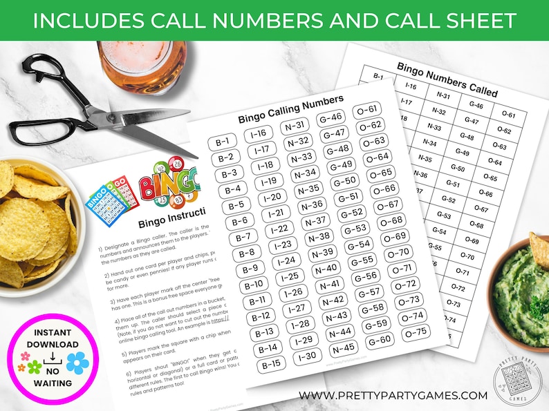 50 Classic Bingo Cards With Numbers 1-75, 4 Sizes: 1, 2, 4 or 6 per ...