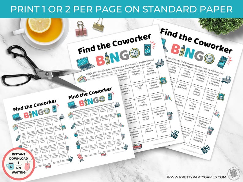 50 Printable Find the Coworker Who Bingo Cards, Fun Work Team Building ...