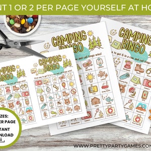 50 Camping Bingo Cards, Bingo Game Printable, Summer Camping Trip ...