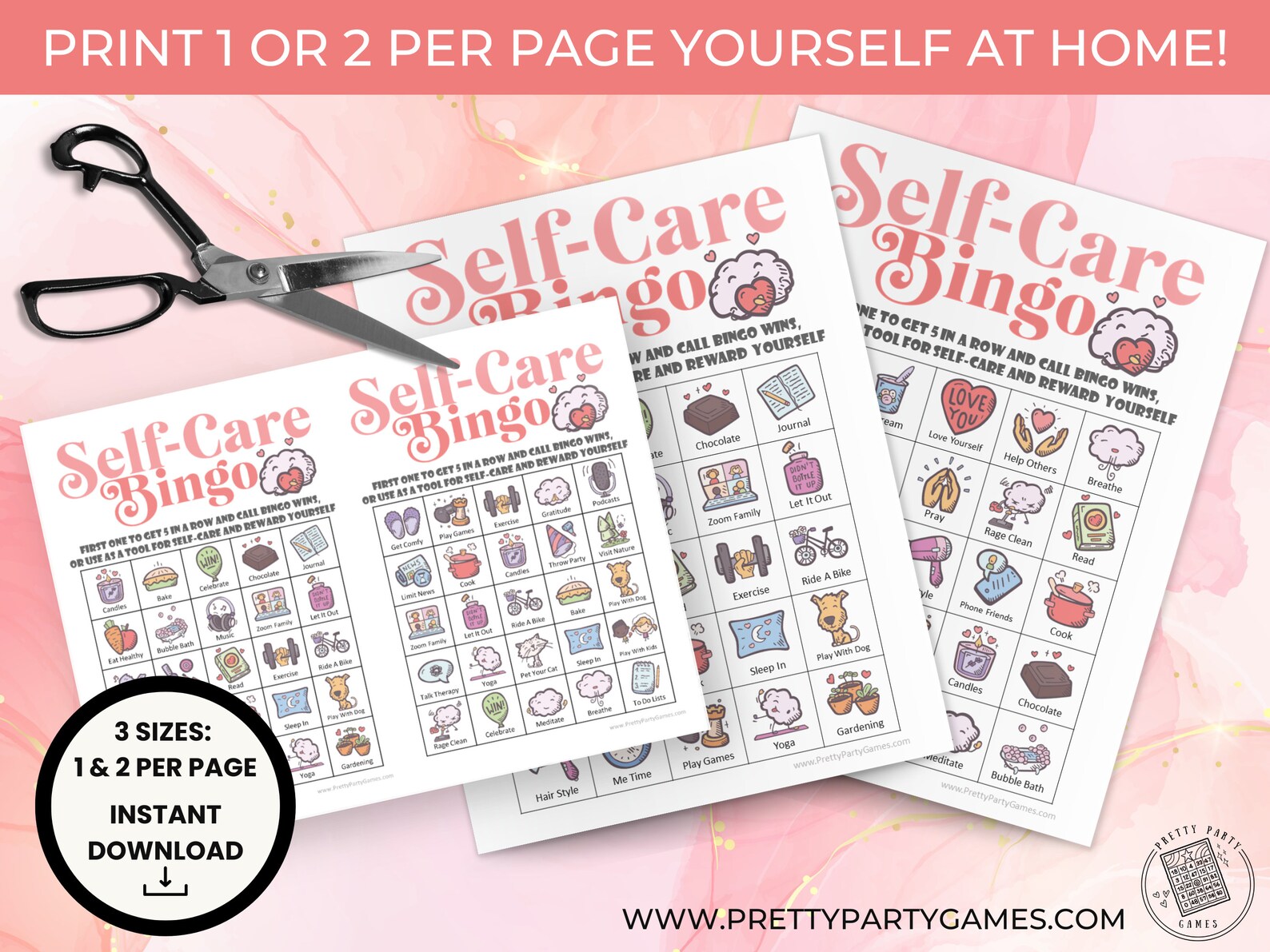 Self Care Bingo Game Printable, 50 Mental Health Self-care Bingo Cards ...