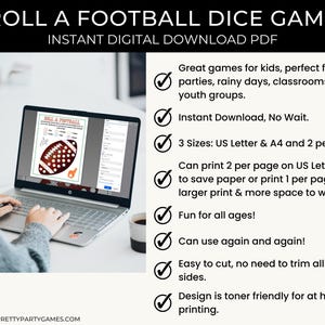 Football Roll A Dice Printable Party Game, Sports Candy Dice Games for ...