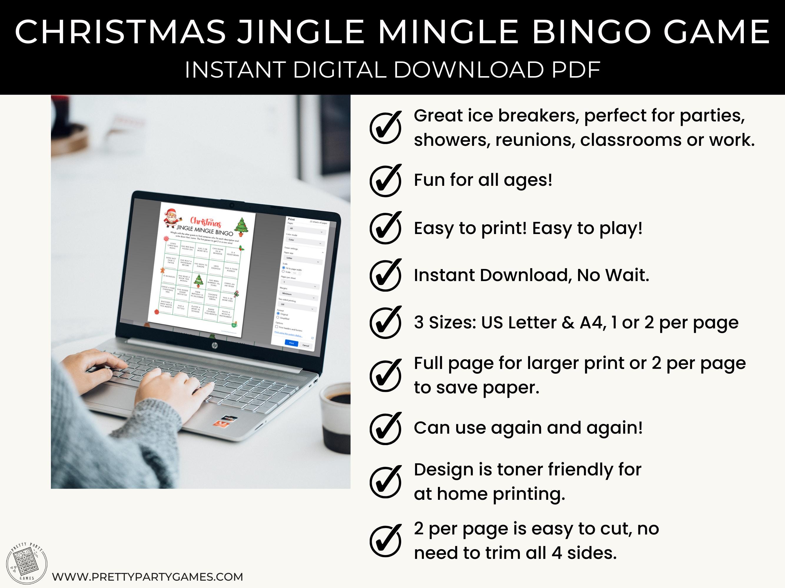 Printable Christmas Jingle Mingle Bingo Game, Fun Dinner Party ...