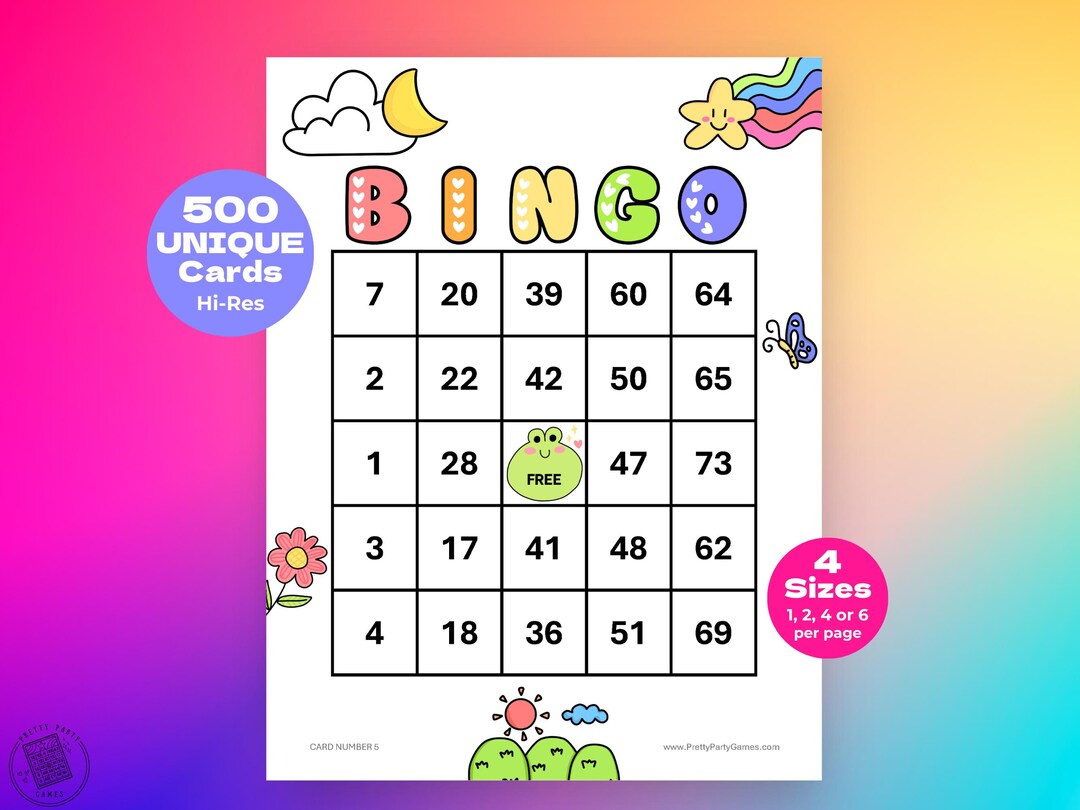 500 Colorful Bingo Cards for Birthdays, Social Events, Fundraisers ...