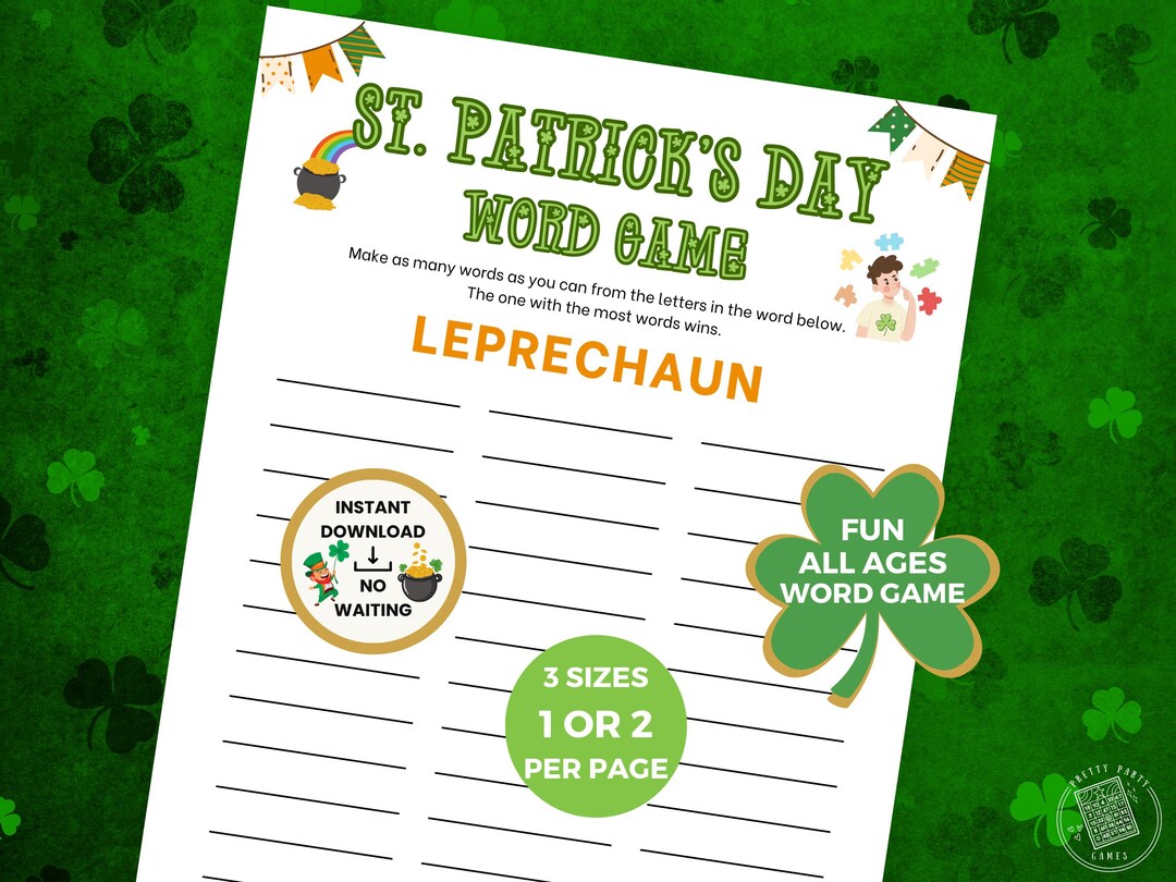St. Patrick's Day Leprechaun Word Game, Printable Classroom Activity ...