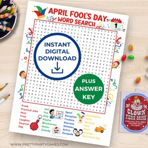 April Fool's Day Word Search Printable, April Fools Day Games, Word ...