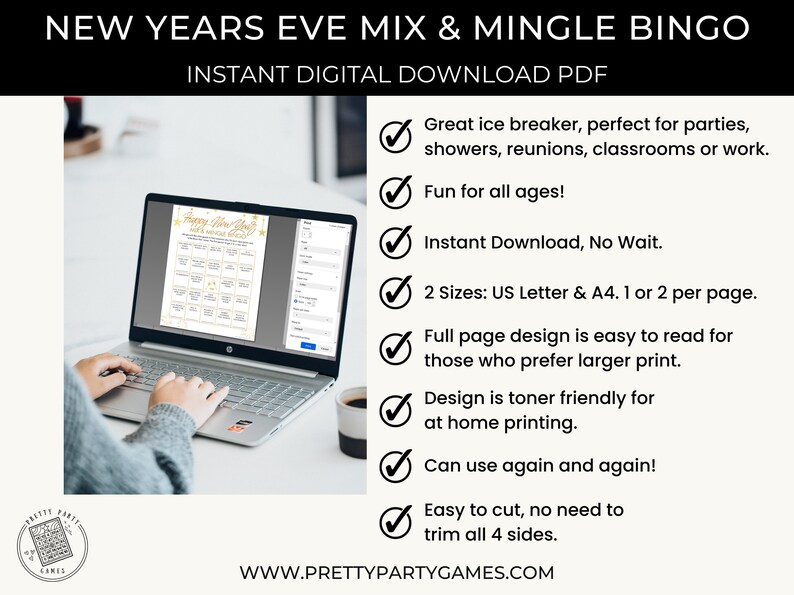 New Years Eve Mix & Mingle Bingo, New Years Eve Party Games, Work ...