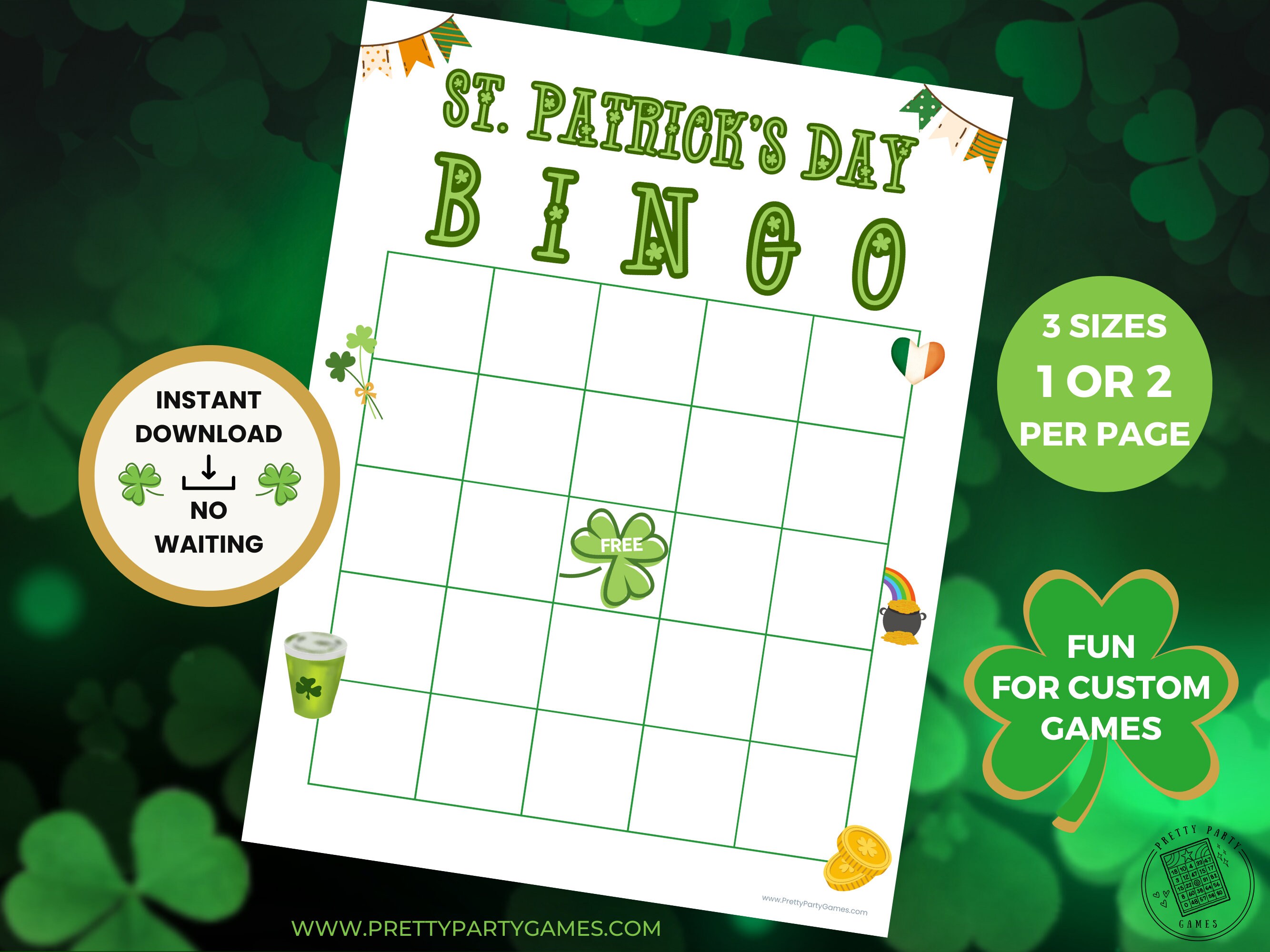 St. Patrick's Day Blank Bingo Card Printable, Perfect to Make Your Own ...