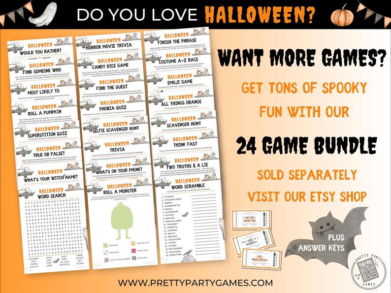 50 Halloween Themed Bingo Cards, Cute Bingo Game for Kids, Classroom ...