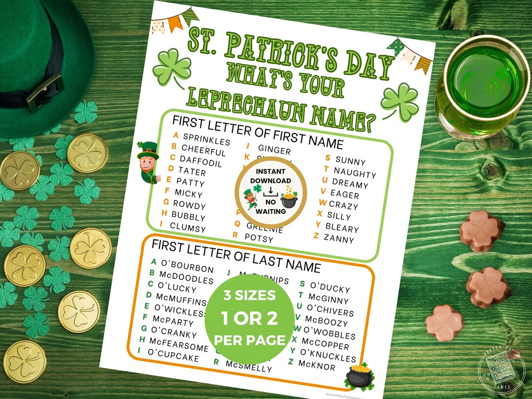 Whats Your Leprechaun Name Game, Party Printable, Classroom Activity ...