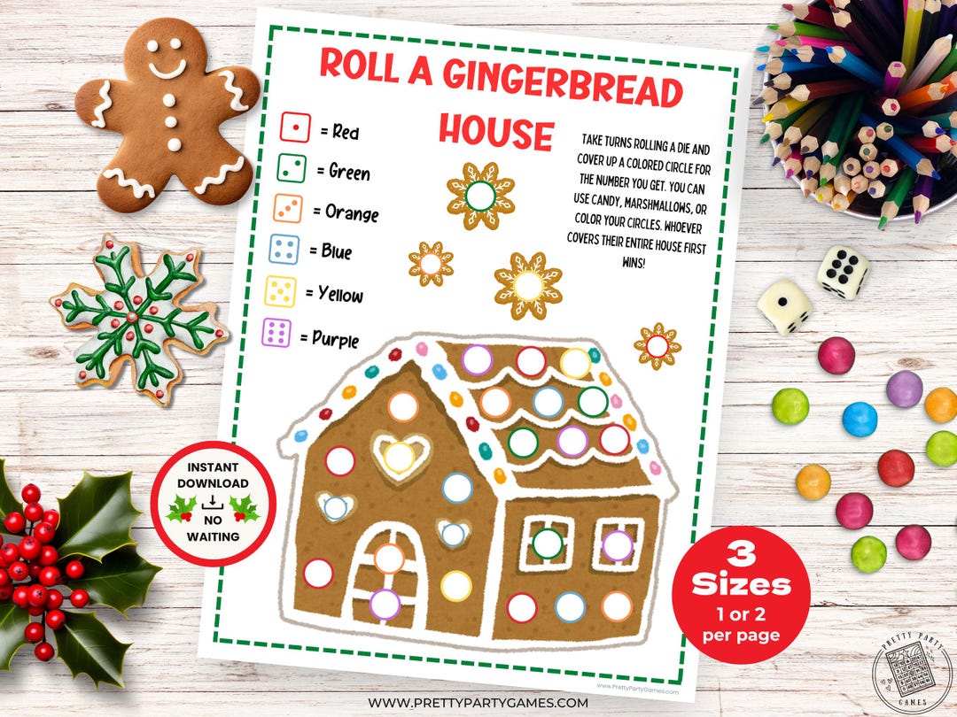 Roll A Gingerbread Game, Fun Christmas Gingerbread House Candy Dice ...