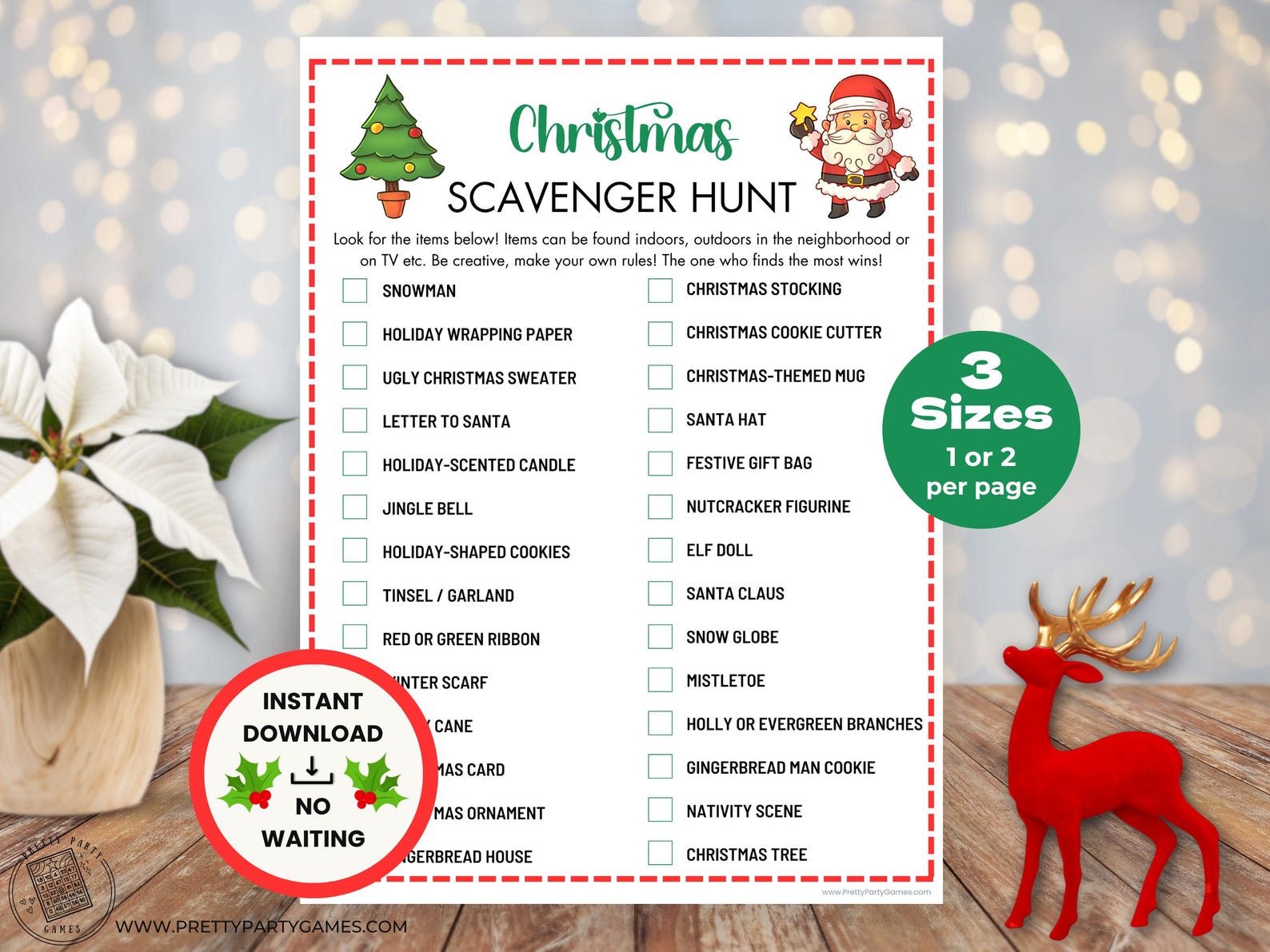Christmas Scavenger Hunt for Work, Christmas Party Games for Kids ...