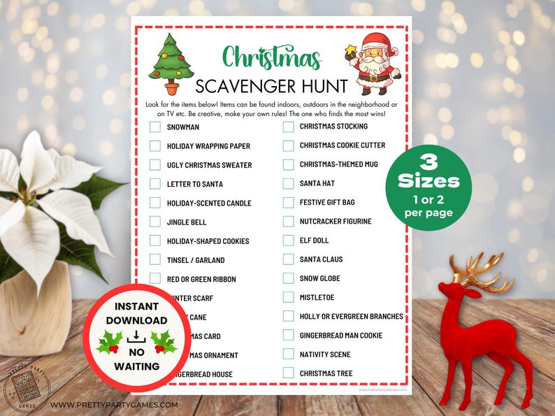 Christmas Scavenger Hunt for Work, Christmas Party Games for Kids ...