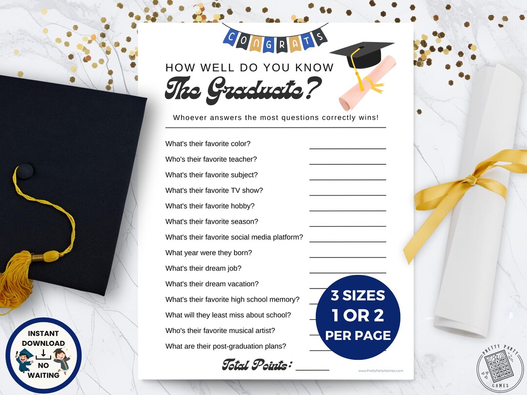 Graduation How Well Do You Know the Graduate Game, Printable Party ...