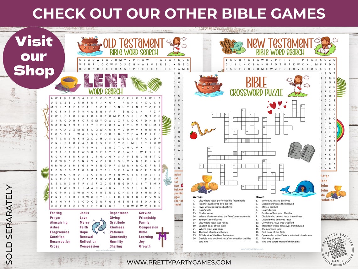 Bible Crossword Puzzle Printable Solution, Bible Study Games for Kids ...