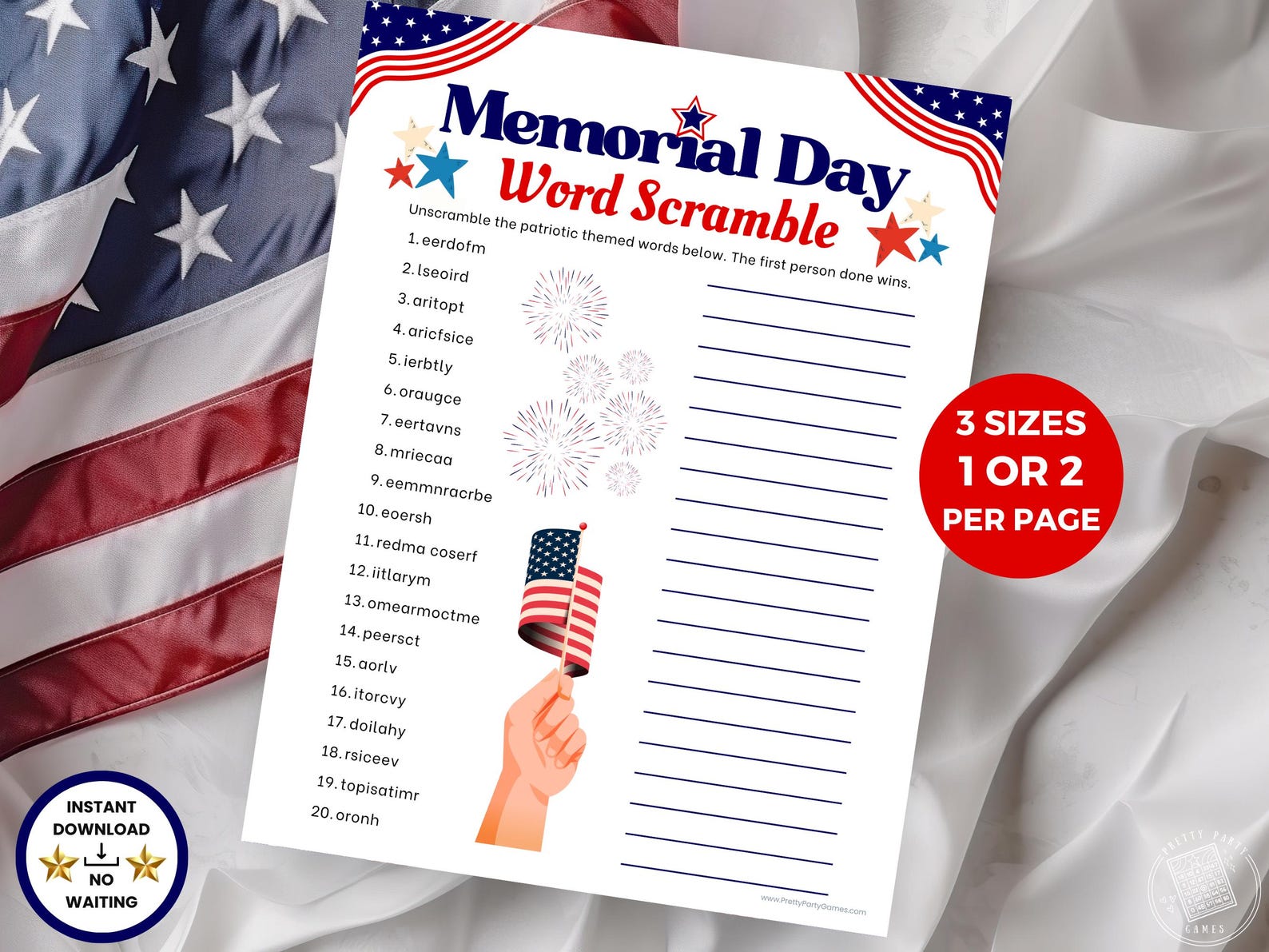 Memorial Day Word Scramble Game, Printable Party Games for Kids ...