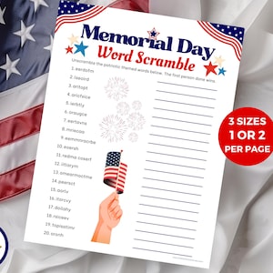 Memorial Day Word Scramble Game, Printable Party Games for Kids ...