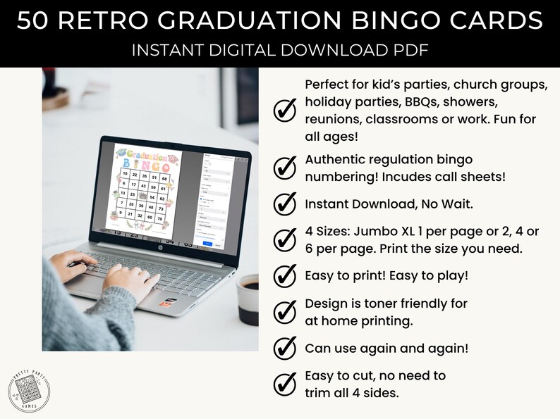 50 Graduation Bingo Cards, Pretty Retro Groovy Pastel Bingo for ...