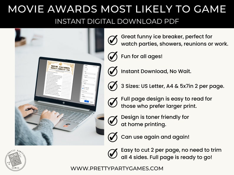 Funny Who is Most Likely to Game, Movie Awards Party Games, Most Likely ...