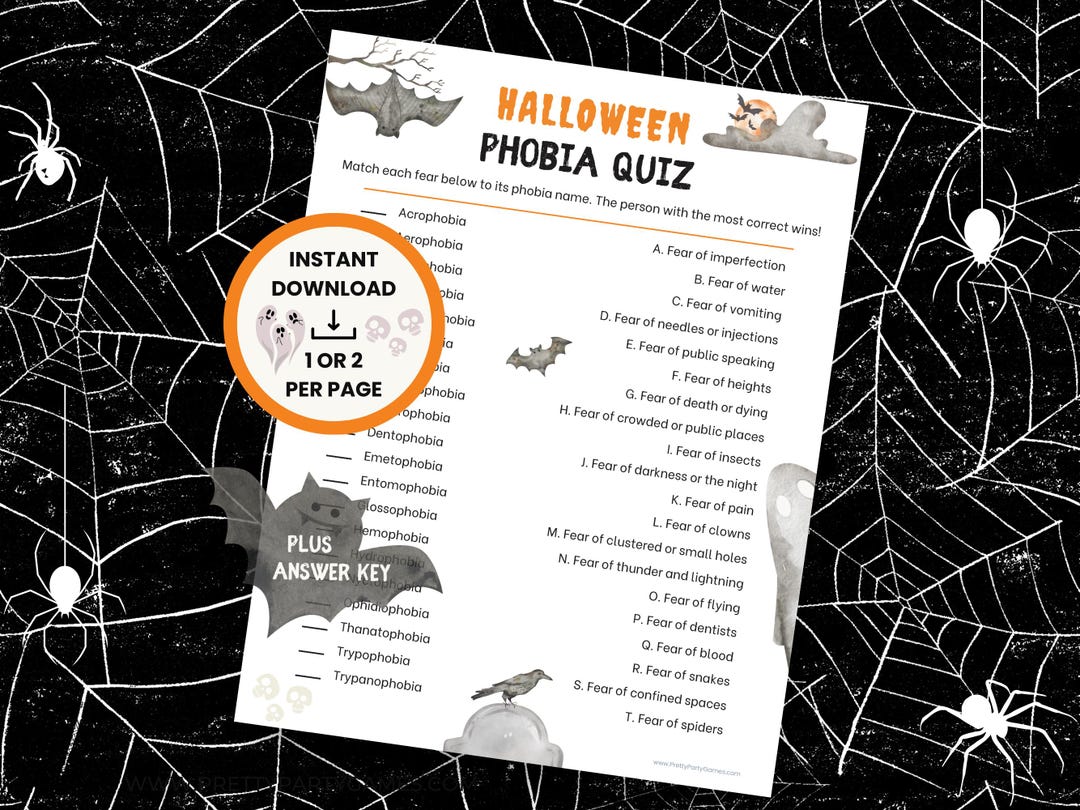 Halloween Phobia Quiz, Creepy Halloween Trivia Game Printable, Scary ...
